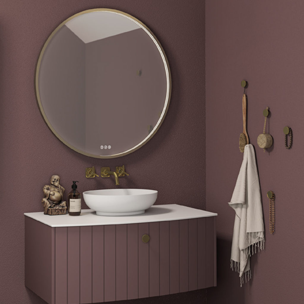 Dansani Moon Messing Rammespeil m/lys - Telerør AS