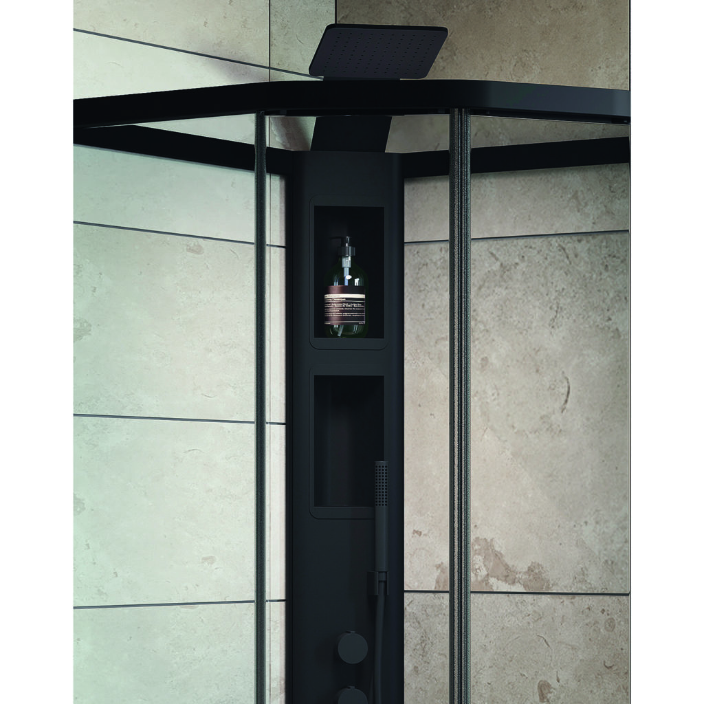 Macro Flow Semi Dusjkabinett 91x91 - Sort/Klart glass - Telerør AS