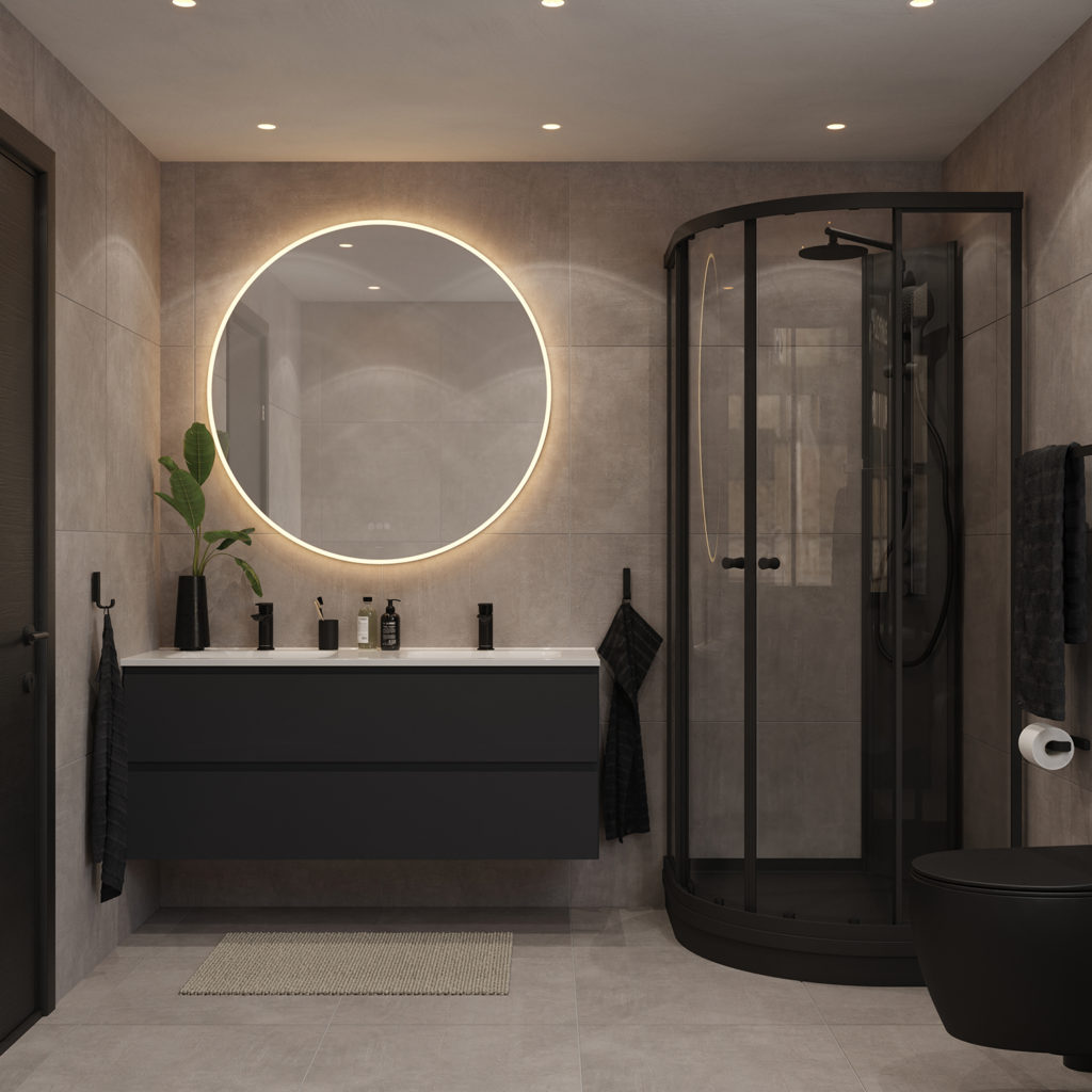 VikingBad Sofia Pluss Dusjkabinett 90x90 - Sort - Telerør AS